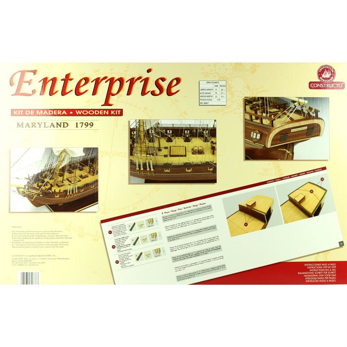CONSTRUCTO, 80837 1/51 ENTERPRISE - AHŞAP TEKNE KİTİ,