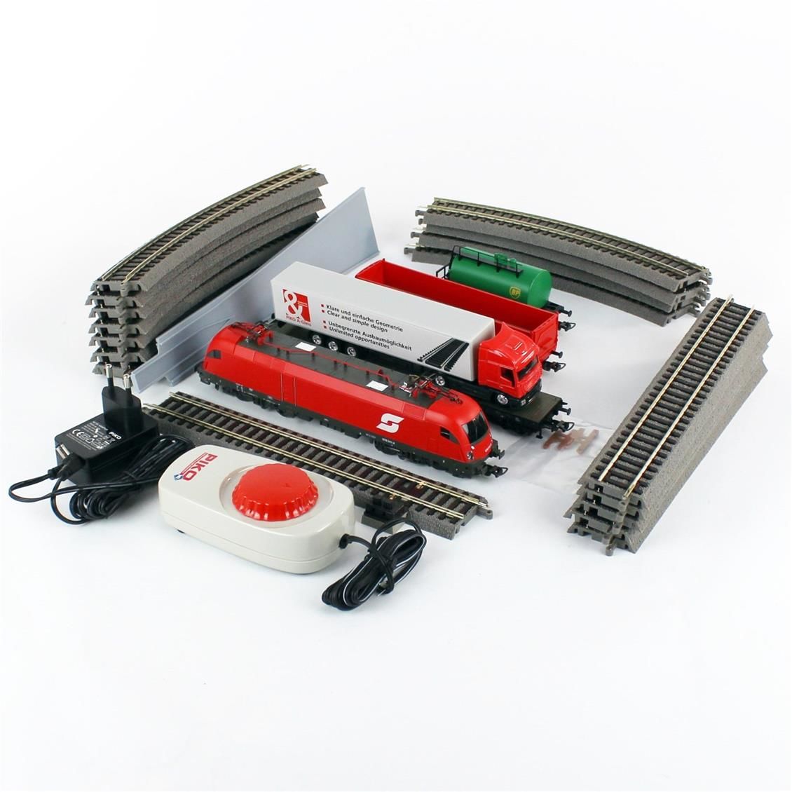 PİKO, Starter Set Taurus ÖBB w.3 Freight Cars, PIKO A-Track w. Railbed,